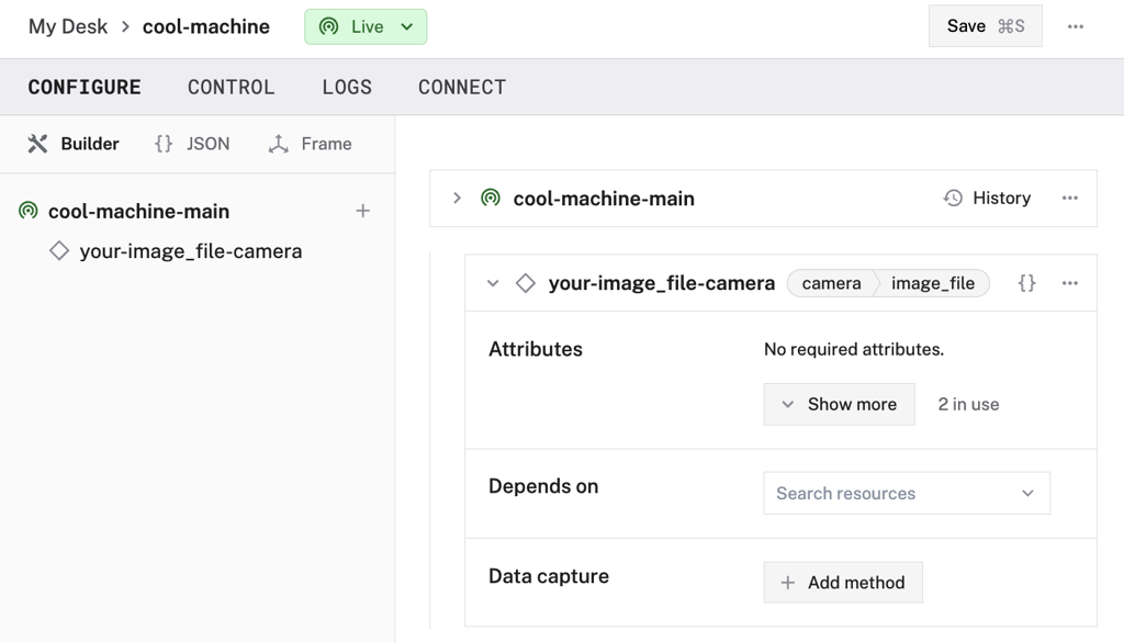 Configure an Image File Camera | Camera Component
