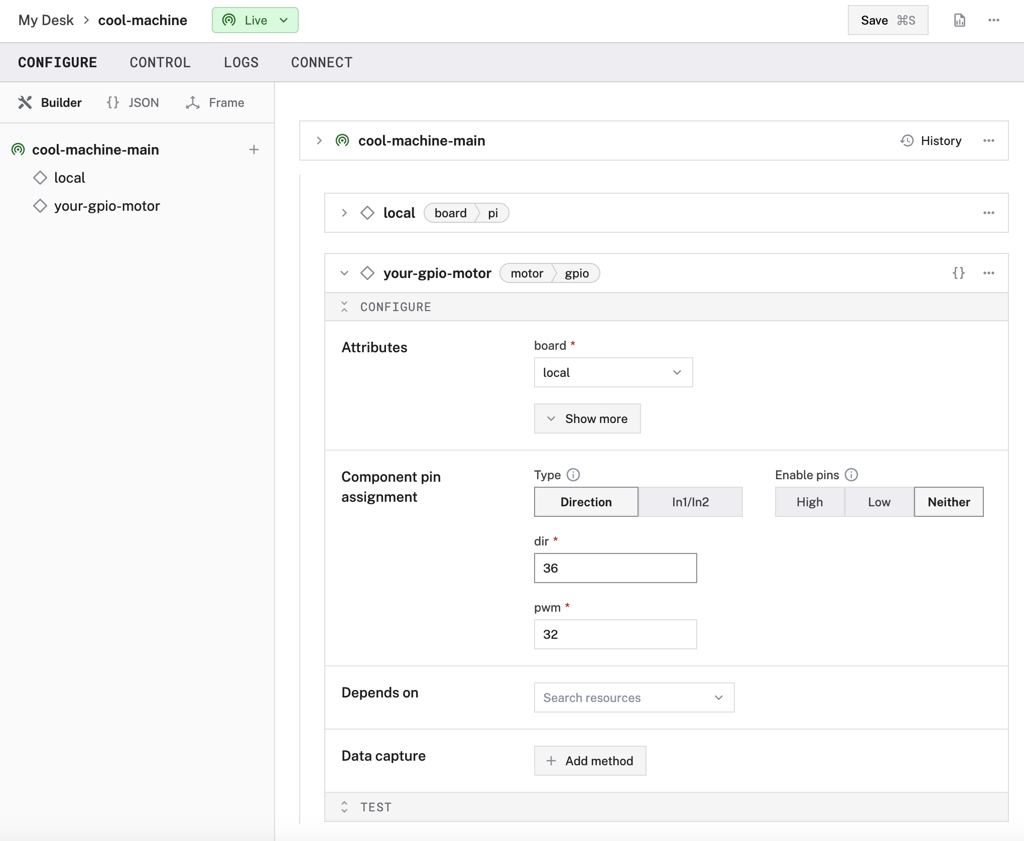 Configure a GPIO Motor (Micro-RDK) | Motor Component